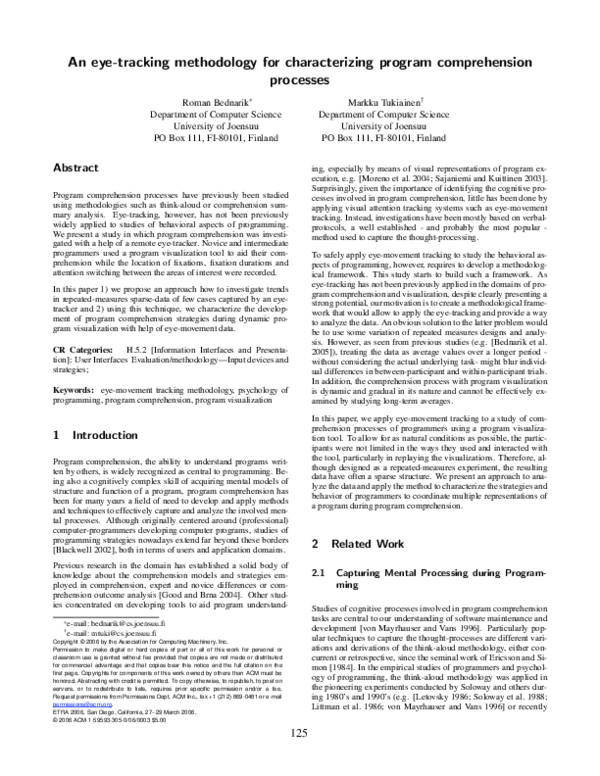 (PDF) An eye-tracking methodology for characterizing program comprehension processes