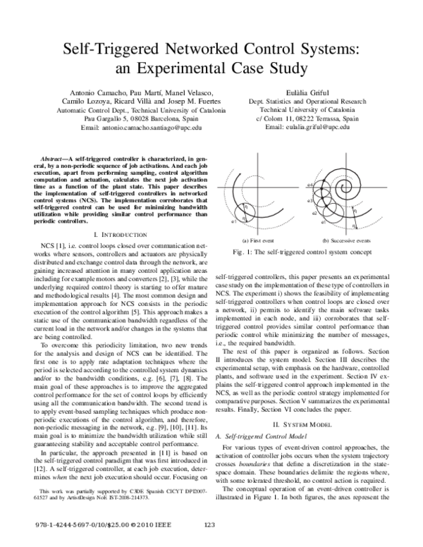 (PDF) Self-triggered networked control systems: An experimental case study