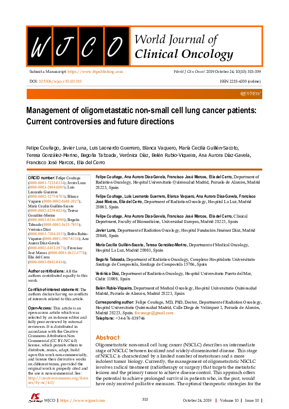 (PDF) Management of oligometastatic non-small cell lung cancer patients: Current controversies ...