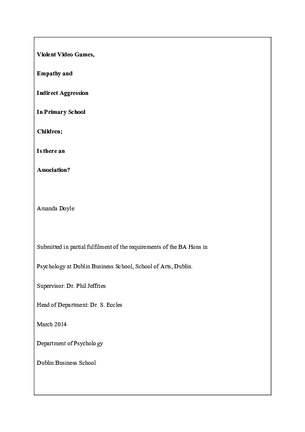 (PDF) Violent video games, empathy and indirect aggression in primary ...