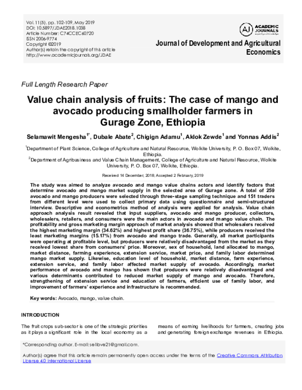 (PDF) Value chain analysis of fruits: The case of mango and avocado ...