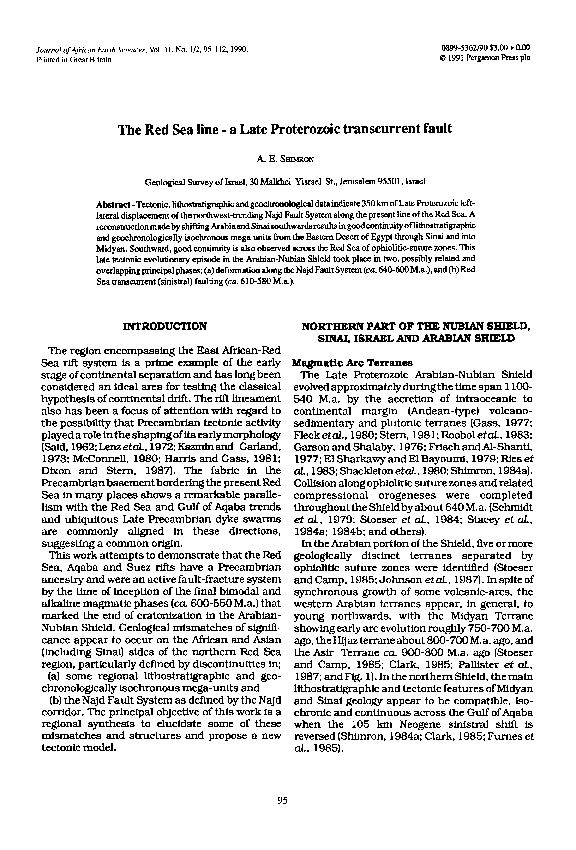 (PDF) The Red Sea line — a Late Proterozoic transcurrent fault