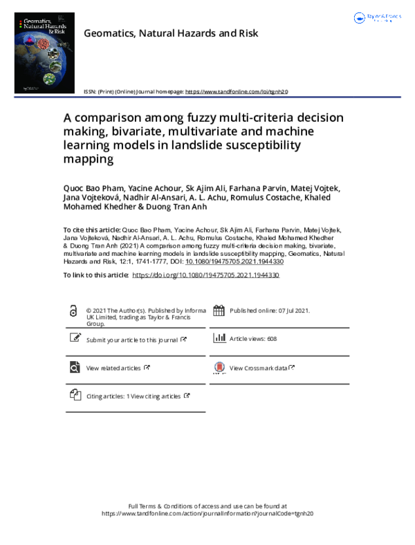 (PDF) A comparison among fuzzy multi-criteria decision making, bivariate, multivariate and ...