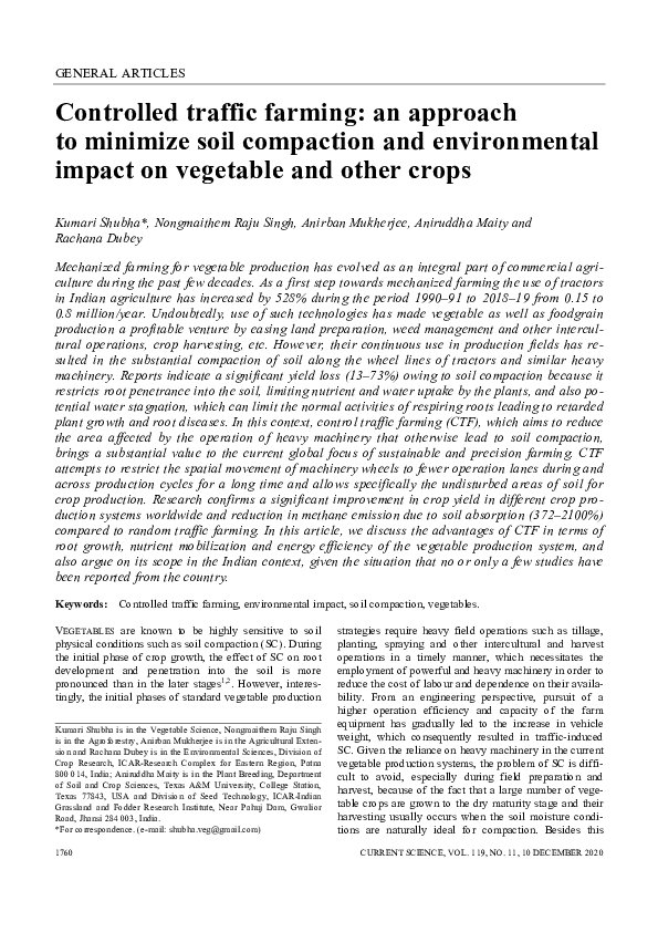 (PDF) Controlled Traffic Farming: An Approach to Minimize Soil ...