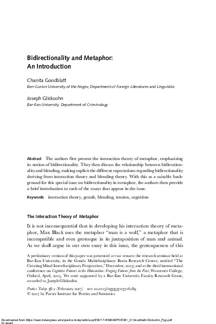 (PDF) Bidirectionality and Metaphor: An Introduction