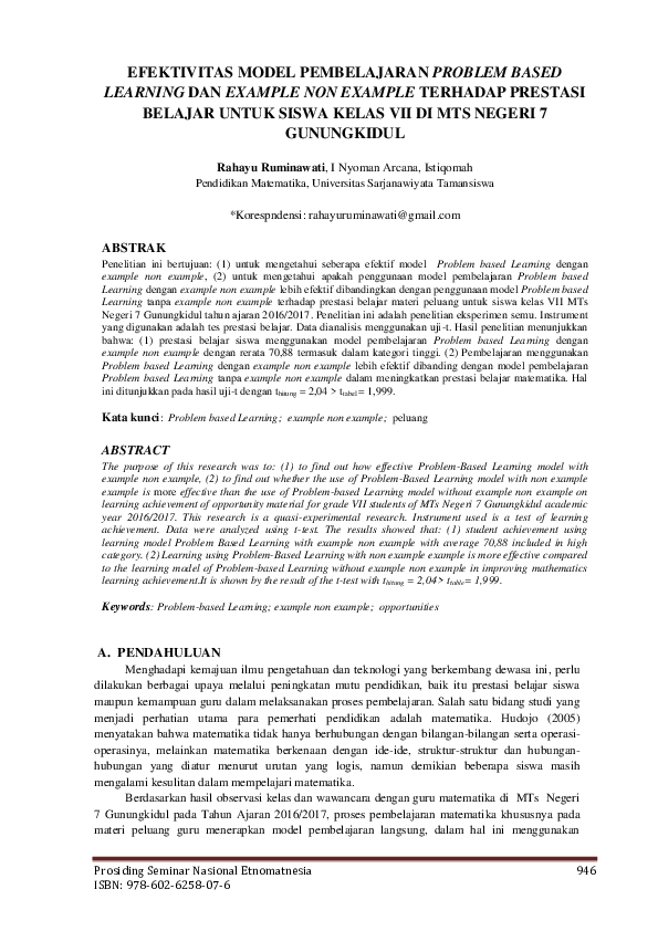(PDF) Prosiding Seminar Nasional Etnomatnesia 946 EFEKTIVITAS MODEL ...