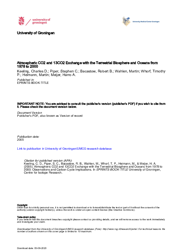 (PDF) Atmospheric CO2 and 13CO2 Exchange with the Terrestrial Biosphere ...
