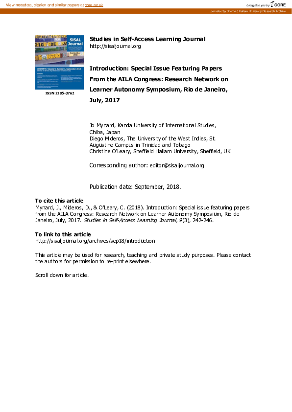 (PDF) Introduction. Special Issue Featuring Papers From the AILA Congress: Research Network on ...