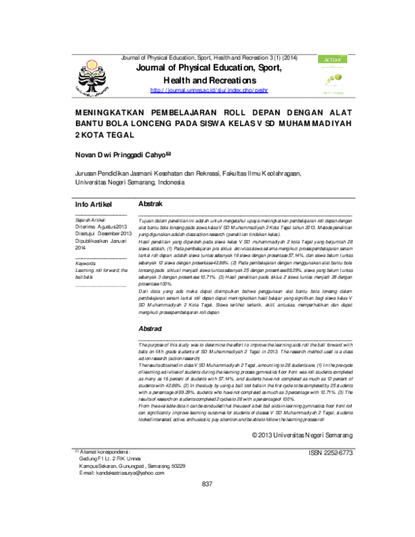 (PDF) Meningkatkan Pembelajaran Roll Depan Dengan Alat Bantu Bola ...