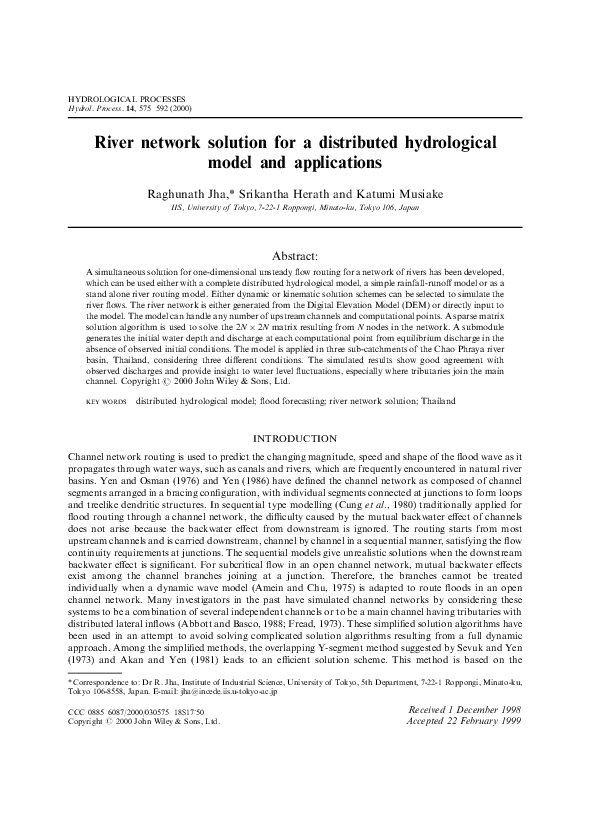 (PDF) River network solution for a distributed hydrological model and ...