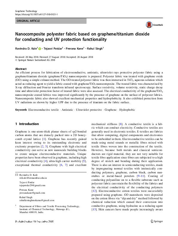 (PDF) Nanocomposite polyester fabric based on graphene/titanium dioxide ...