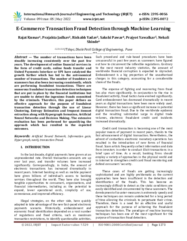Pdf E Commerce Transaction Fraud Detection Through Machine Learning