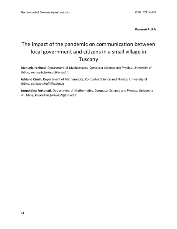 (PDF) The impact of the pandemic on communication between local ...