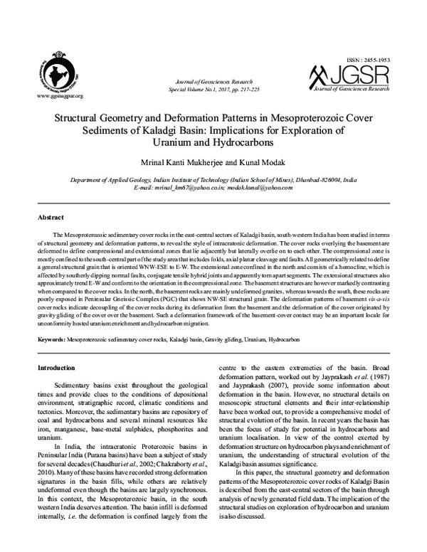 (PDF) Structural Geometry and Deformation Patterns in Mesoproterozoic ...