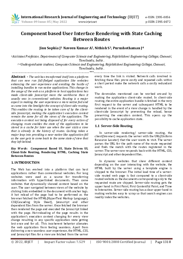Pdf Component Based User Interface Rendering With State Caching