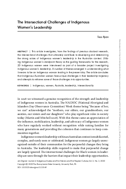 (PDF) The Intersectional Challenges of Indigenous Women's Leadership