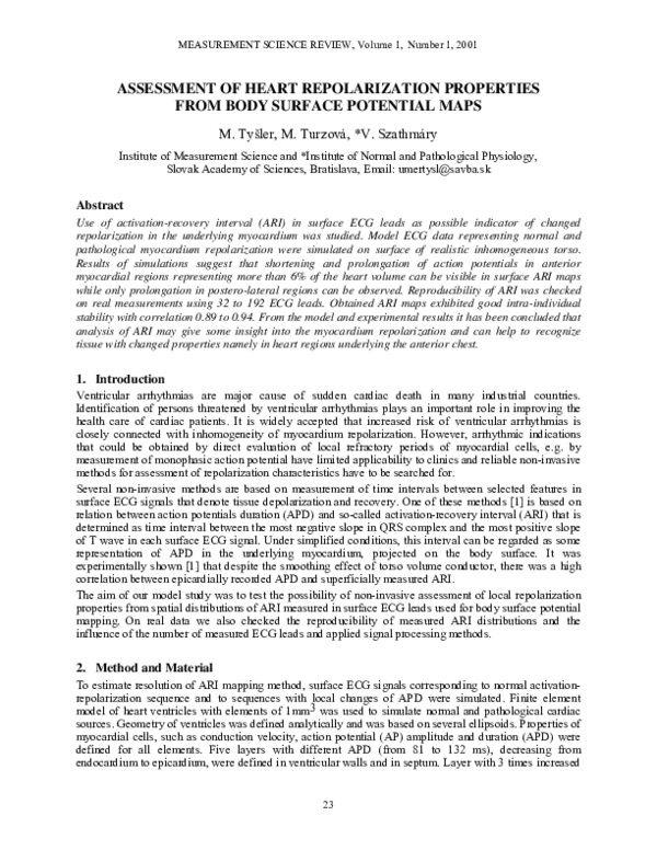 (PDF) Mapping Heart Repolarization via ARI Analysis