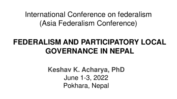 (PDF) Federalism and participatory Local Governance in Nepal