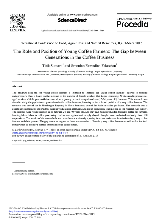 (PDF) The Role and Position of Young Coffee Farmers: The Gap between ...