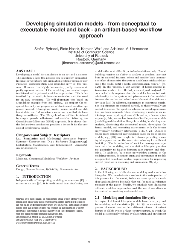 Pdf Developing Simulation Models From Conceptual To Executable Model And Back An Artifact