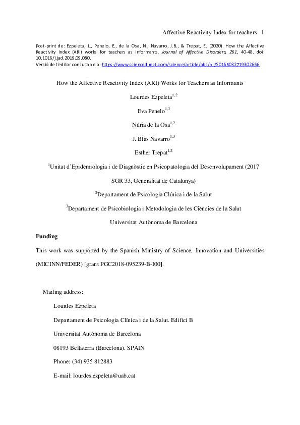 (PDF) How the Affective Reactivity Index (ARI) Works for Teachers as ...