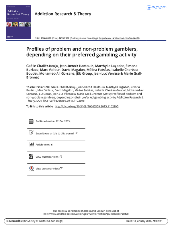 (PDF) Profiles of problem and non-problem gamblers, depending on their ...