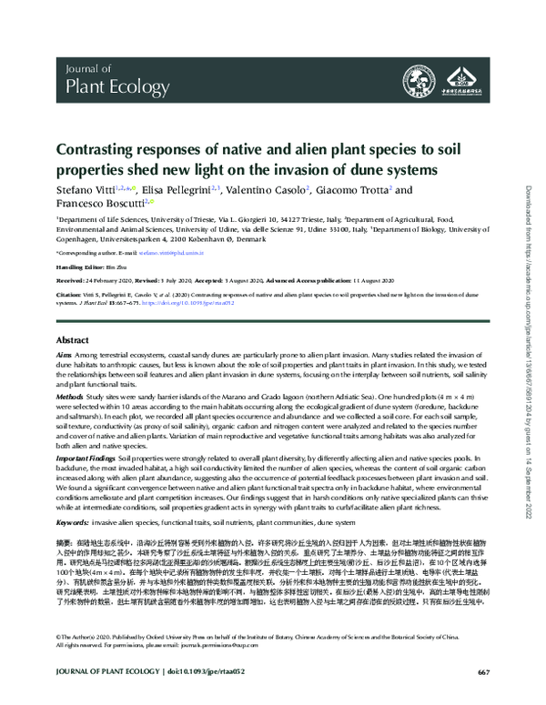 (PDF) Contrasting responses of native and alien plant species to soil ...