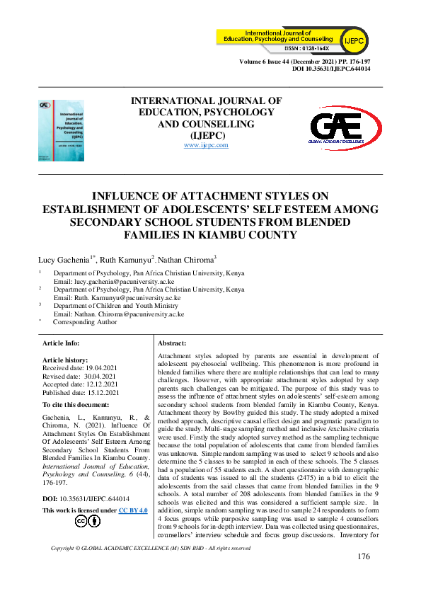 (PDF) Influence of Attachment Styles on Establishment of Adolescents ...