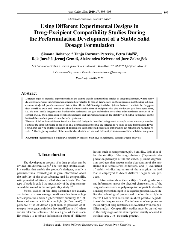 (PDF) Using different experimental designs in drug-excipient ...