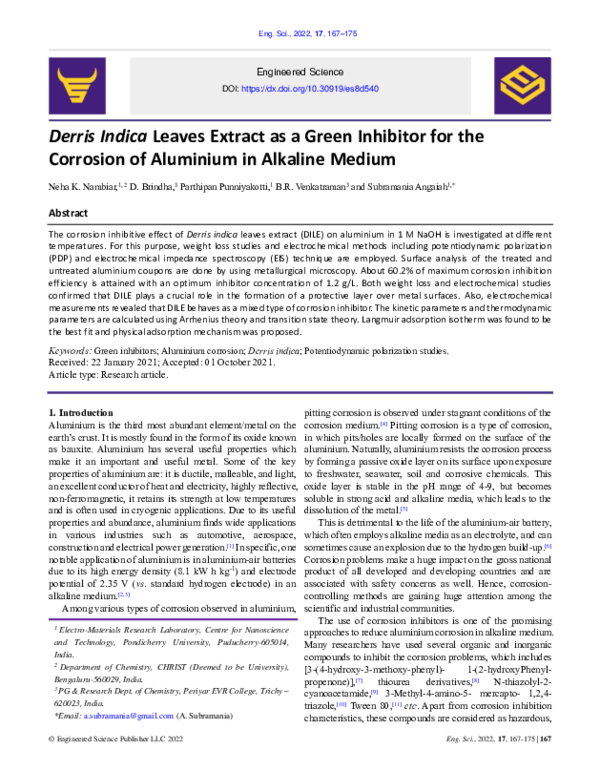 (PDF) Derris Indica Leaves Extract as a Green Inhibitor for the ...
