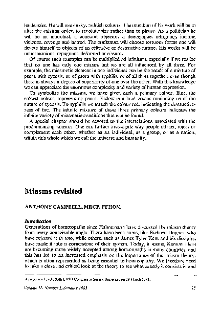 (PDF) Miasms revisited