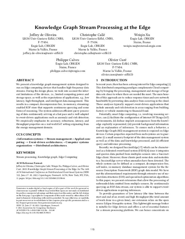 (PDF) Knowledge graph stream processing at the edge