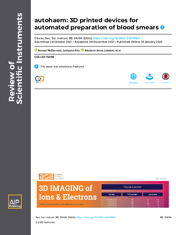 (PDF) autohaem: 3D printed devices for automated preparation of blood smears
