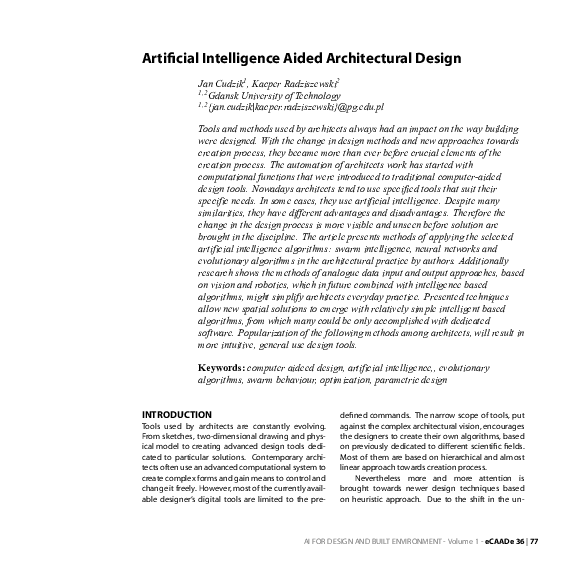 Pdf Artificial Intelligence Aided Architectural Design