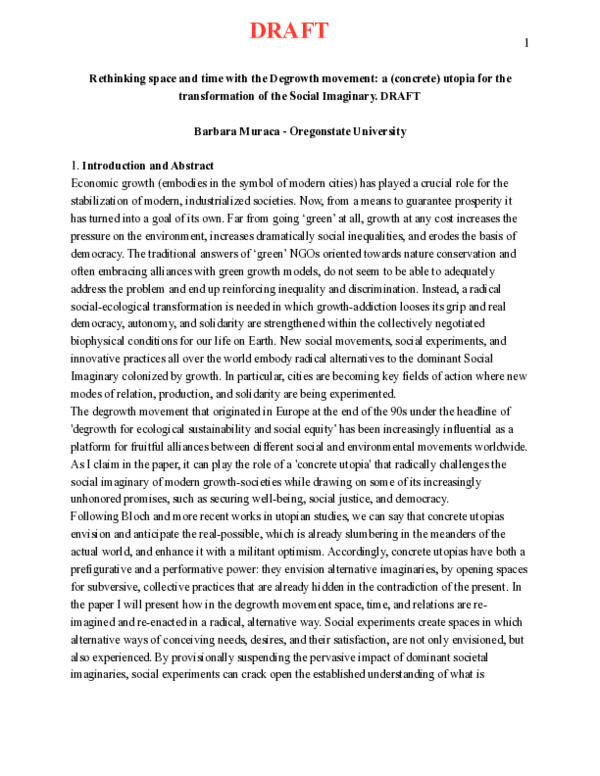(PDF) Rethinking space and time with the Degrowth movement: a (concrete ...