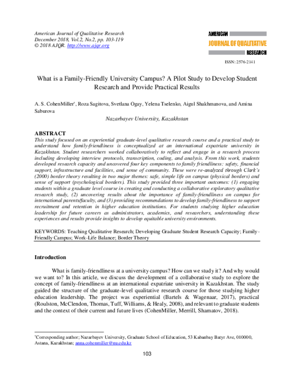 (PDF) What is a Family-Friendly Campus? An Exploratory Study to Develop ...