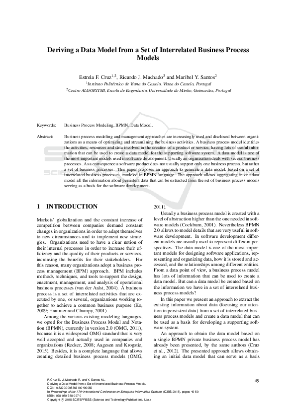 (PDF) Deriving a Data Model from a Set of Interrelated Business Process Models