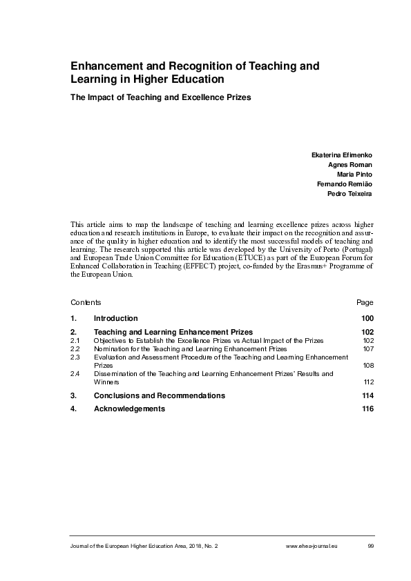 (PDF) Enhancement and Recognition of Teaching and Learning in Higher ...