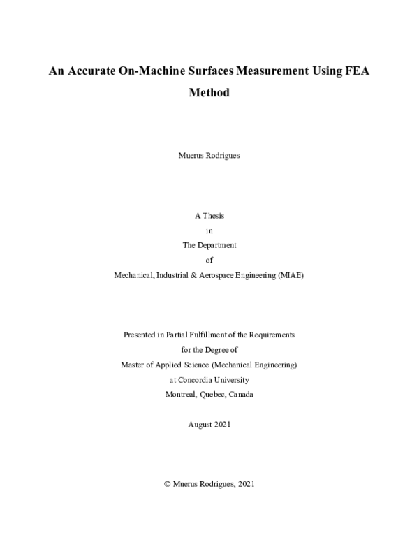 (PDF) On-Machine Surface Measurement via FEA