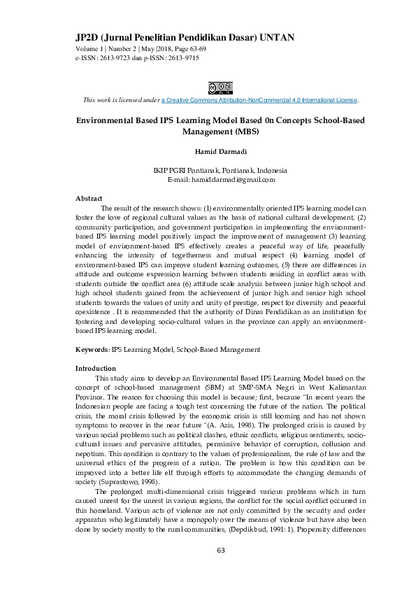 (PDF) Environmental Based IPS Learning Model Based 0n Concepts School-Based Management (MBS)
