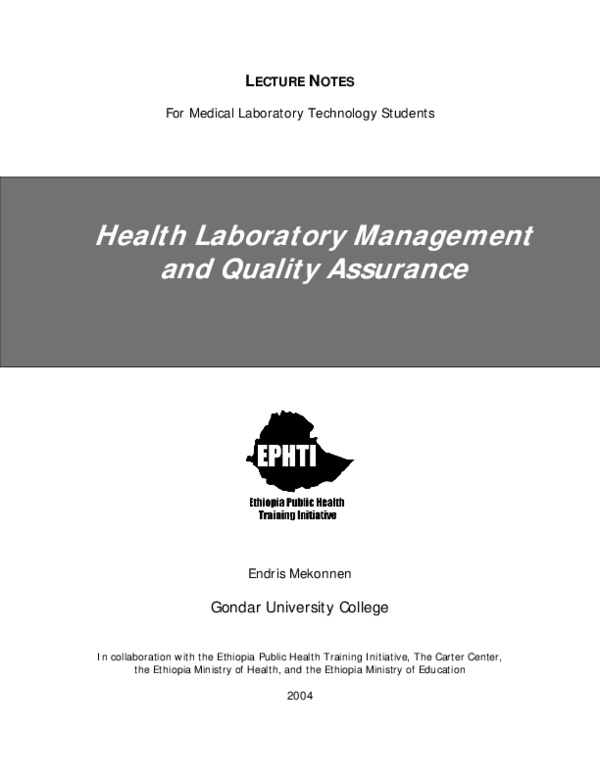 (PDF) Health Laboratory Management and Quality Assurance