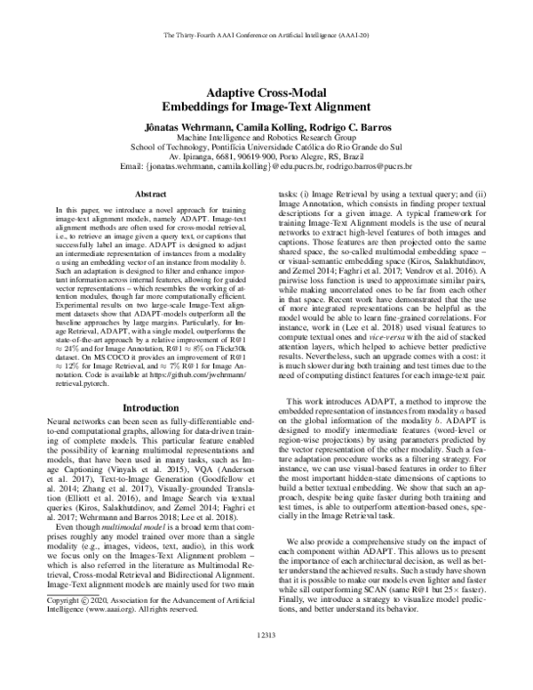 (PDF) Adaptive Cross-Modal Embeddings for Image-Text Alignment