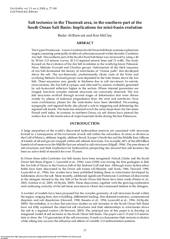 (PDF) Salt tectonics in the Thumrait area, in the southern part of the ...