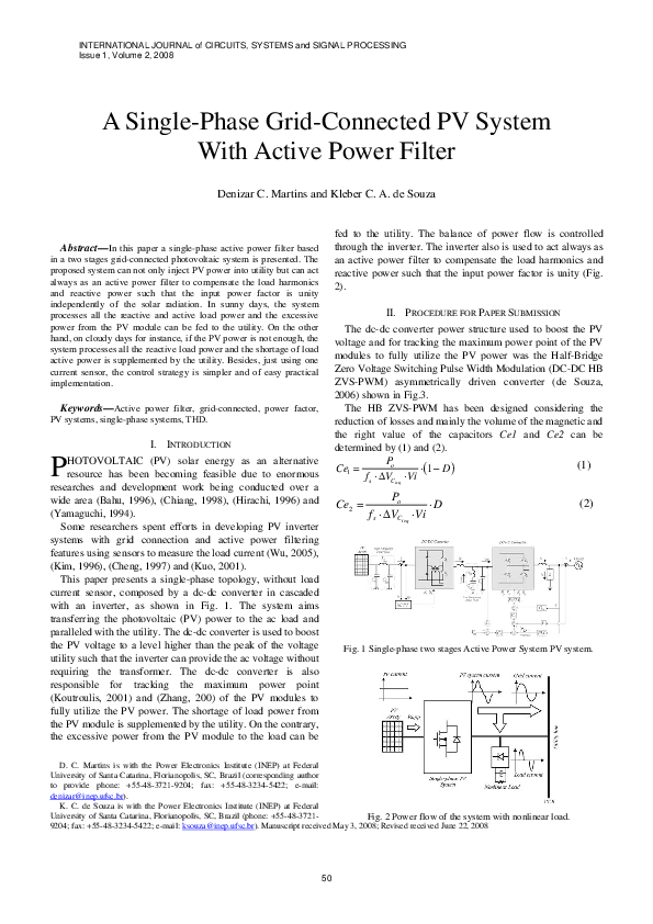 (PDF) A single-phase grid-connected PV system with active power filter