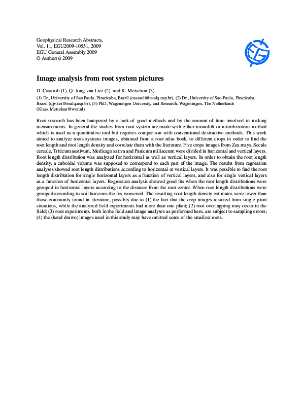 (PDF) Image analysis from root system pictures