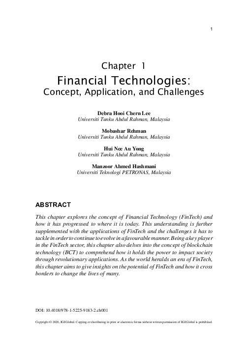 (PDF) Financial Technologies