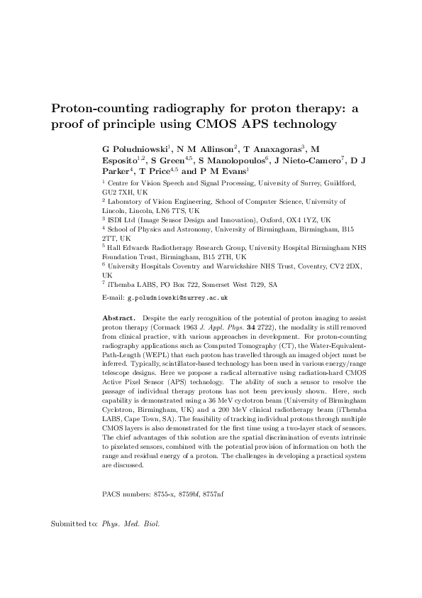 (PDF) Proton-counting radiography for proton therapy: a proof of ...