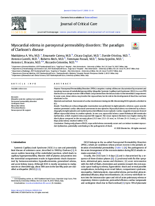 (PDF) Myocardial edema in paroxysmal permeability disorders: The ...
