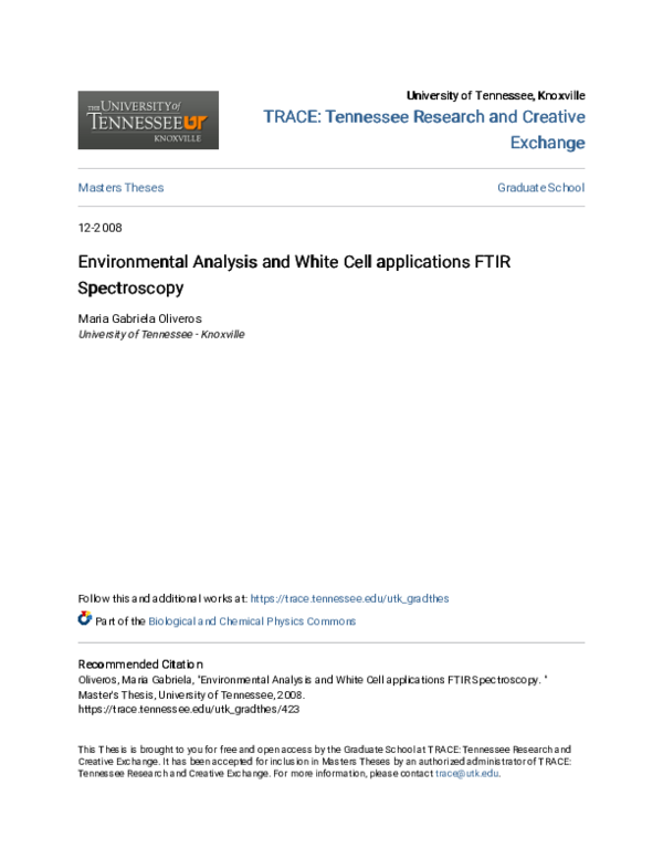 (PDF) Environmental Analysis and White Cell applications FTIR Spectroscopy