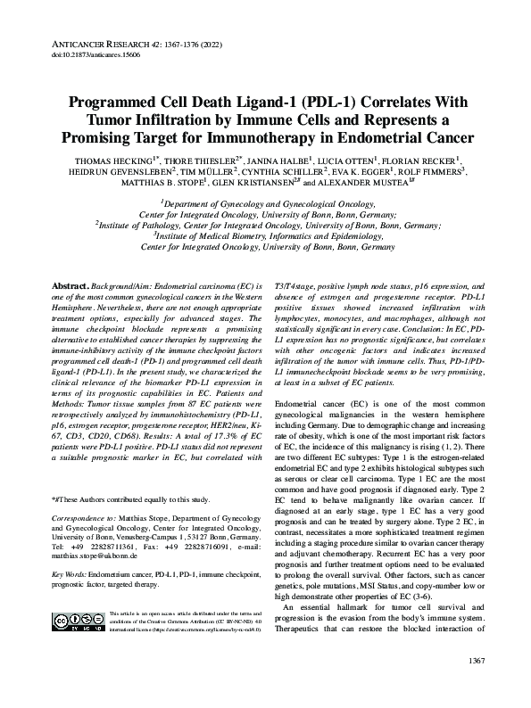 (PDF) Programmed Cell Death Ligand-1 (PDL-1) Correlates With Tumor ...